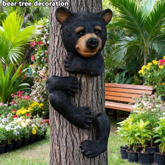 Vigor | Holiday | Bear Tree Peeker Garden Ornament Outdoor Decor Yard ...